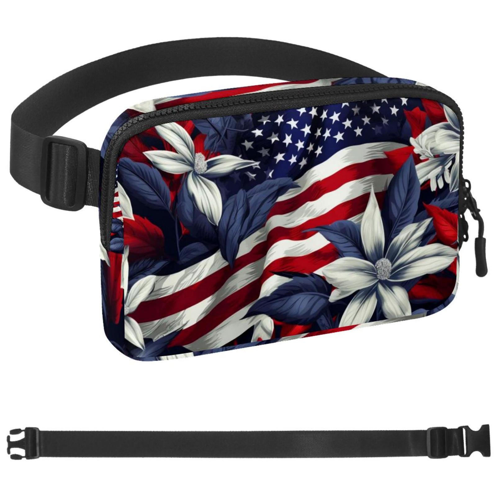 American Flag Plant Waist Pack for Running Fanny Pack for Women and Men ...