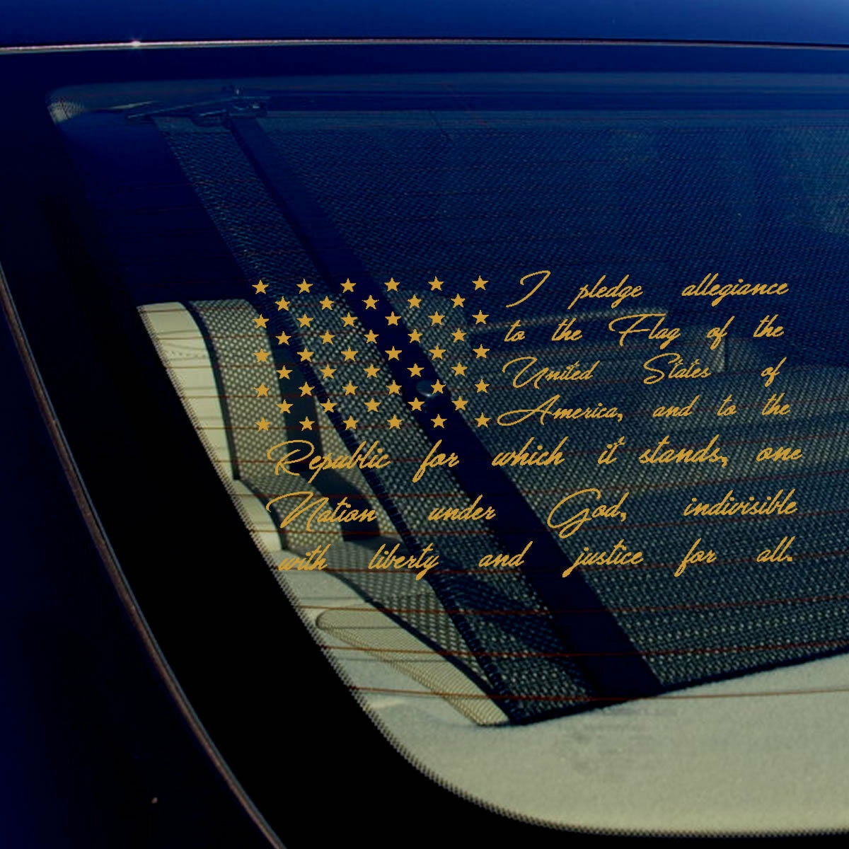 American Flag Pledge of Allegiance Truck Car Window Sticker Gold Vinyl ...