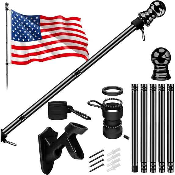 American Flag with Pole for House Outside, Including 5Ft Heavy Duty ...