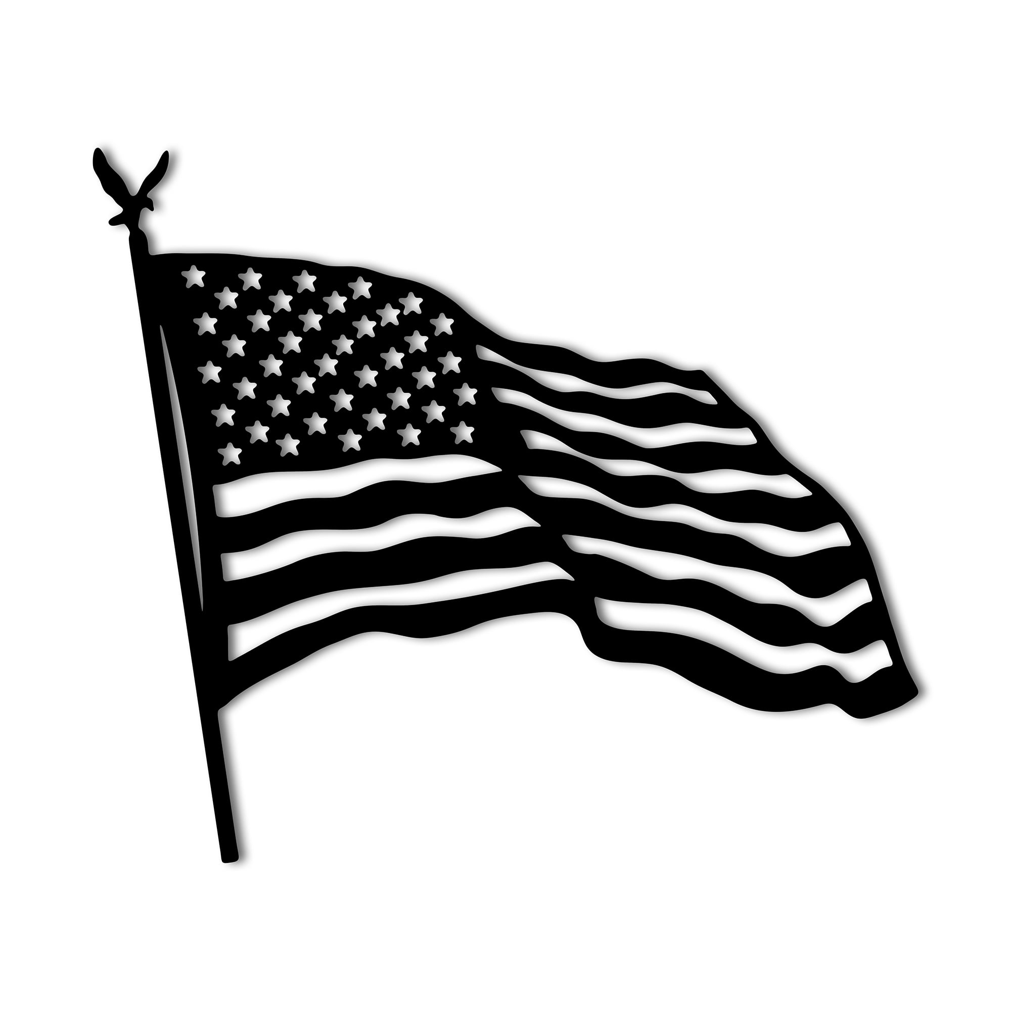 American Flag on Pole Patriotic Metal Wall Sign Decorative Home Decor ...