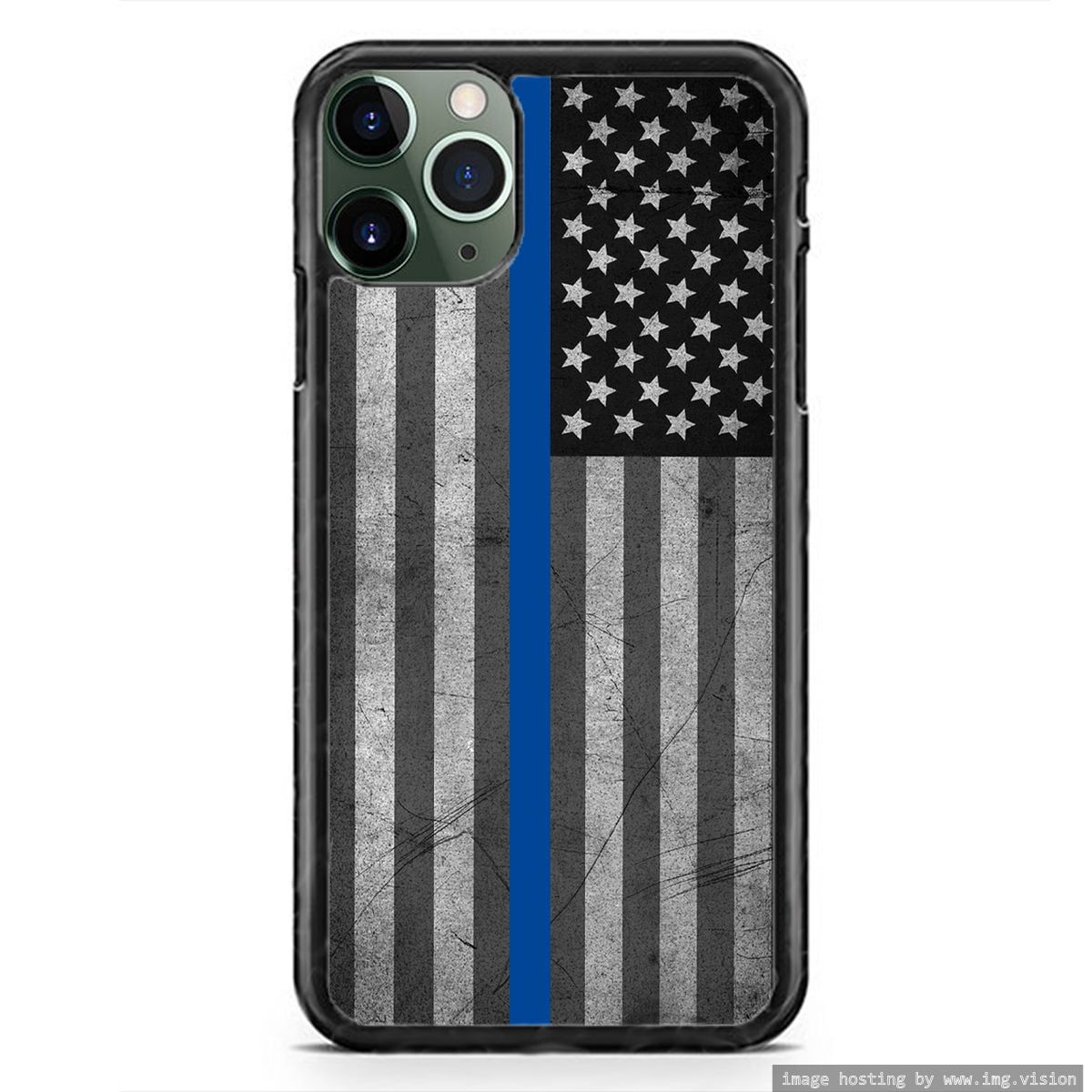 American Flag Police Thin Blue Line USA Shockproof Hard Rubber Custom ...