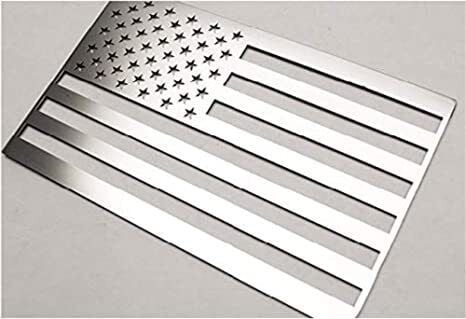 Polished Stainless Steel American Flag Car Auto Emblem Decal - 2PC Made ...