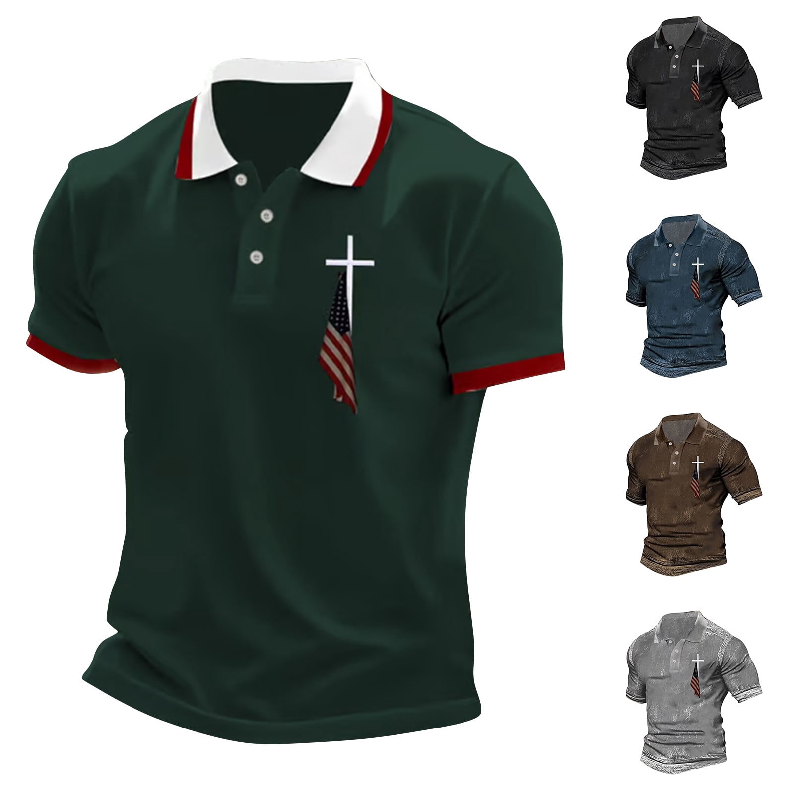 American Flag Polo Shirt Men 4Th of July Christian Usa Flag American ...