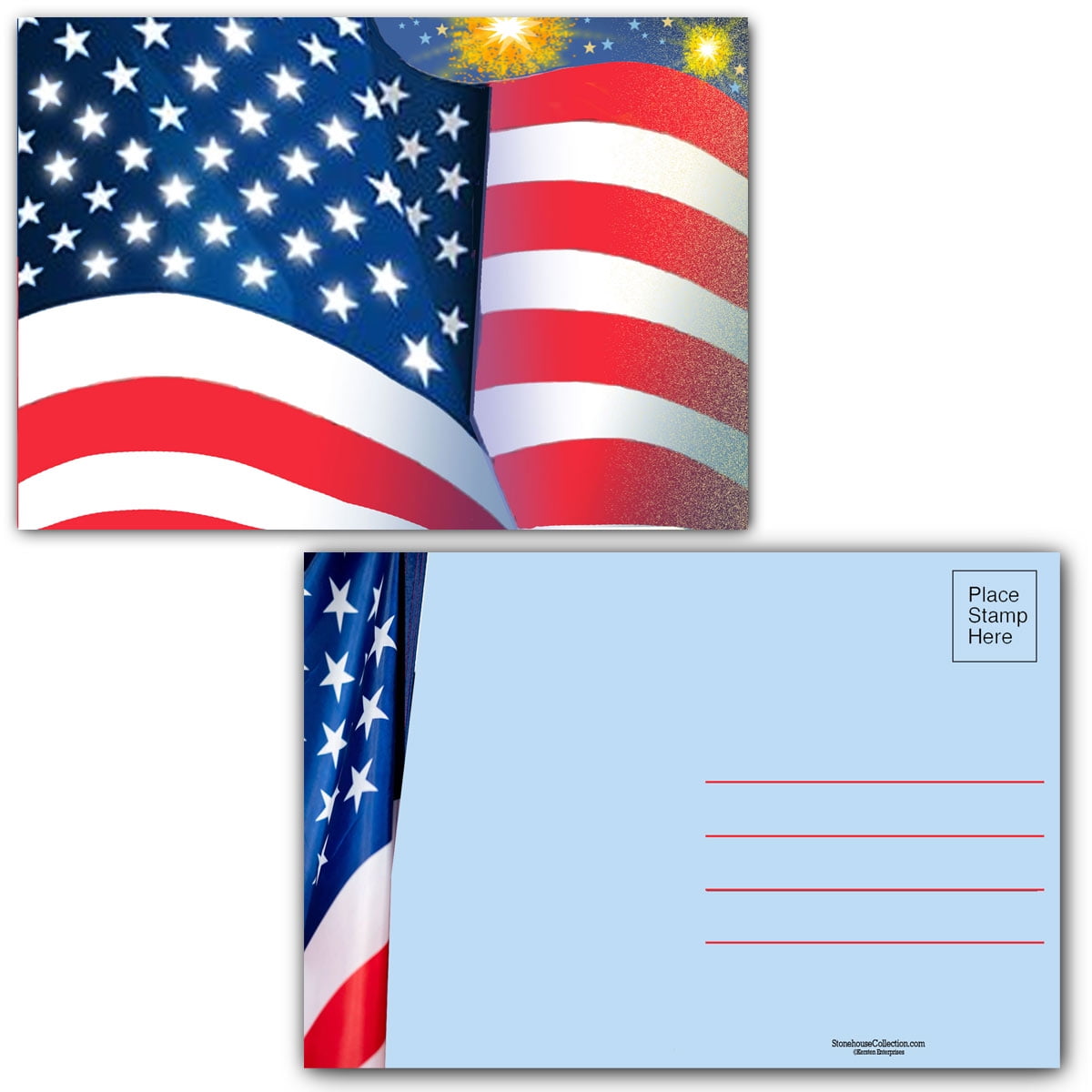 American Flag Postcards - 40 4x 6 Patriotic Postcards - 17100 - Walmart.com