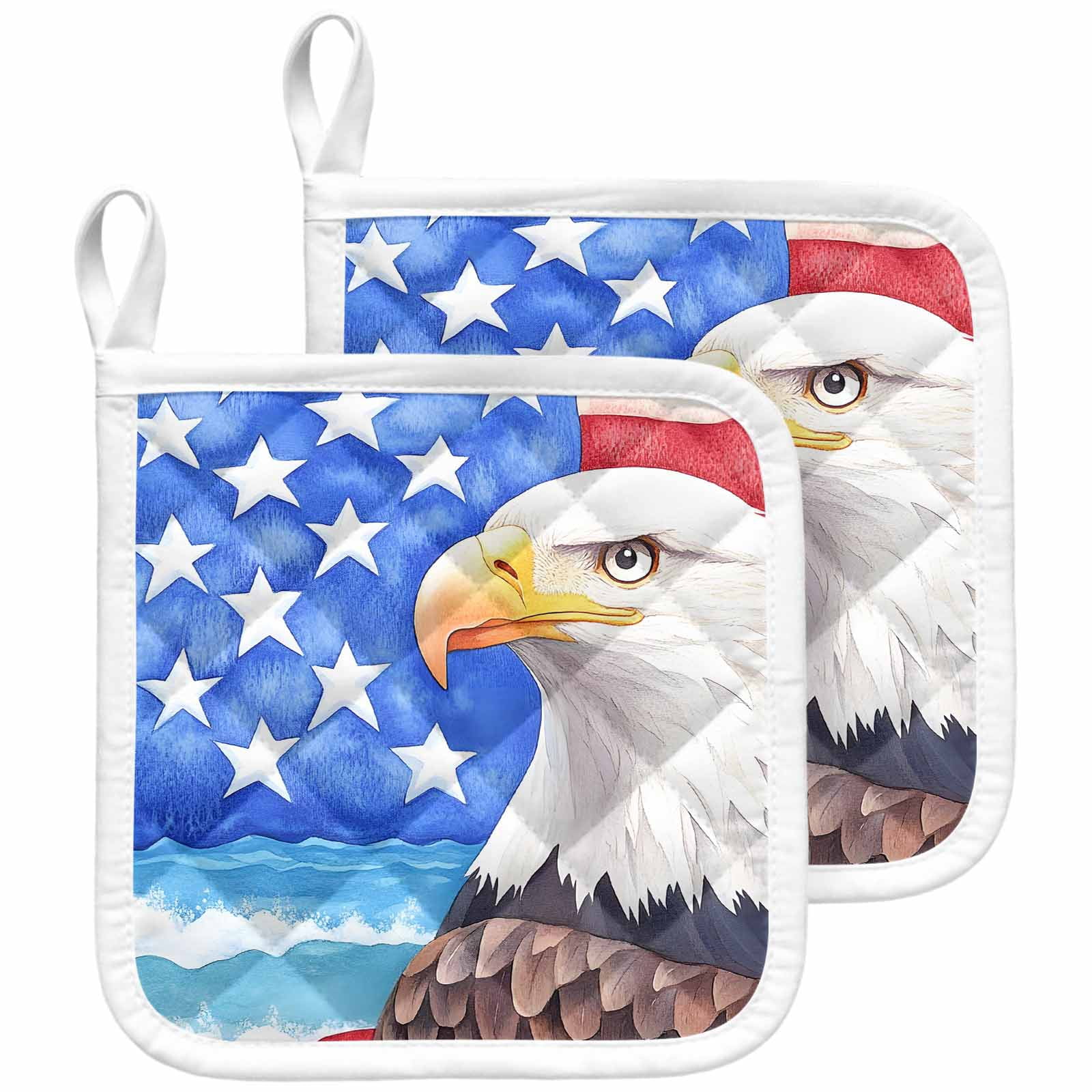 American Flag Pot Holders for Kitchen Heatproof Potholder, 2 Pack ...