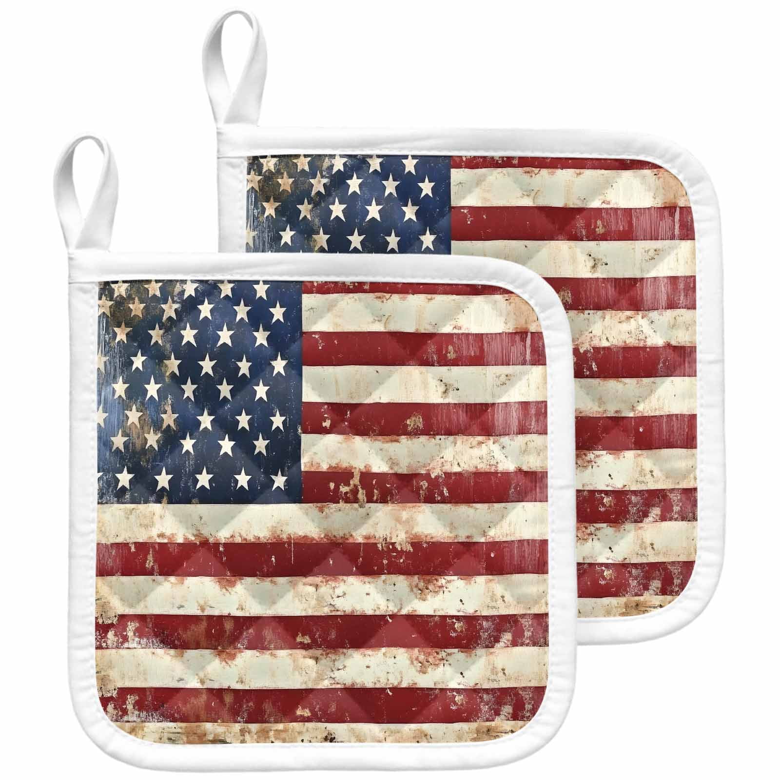 American Flag Pot Holders for Kitchen Heatproof Potholder, 2 Pack ...