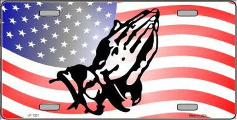 American Flag Praying Hands License Plate - Aluminum ( 12 inch x 6 inch ...