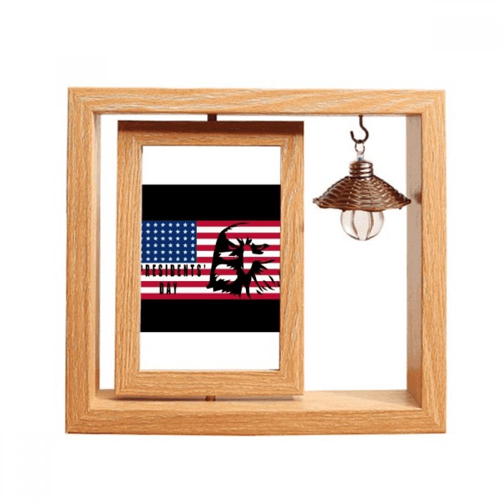 American Flag Presidents Day Brid Wooden Rotating Picture Photo Frame ...