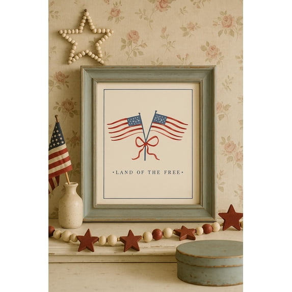 American Flag Print – 4th of July Patriotic Decor UNFRAMED POSTER ...