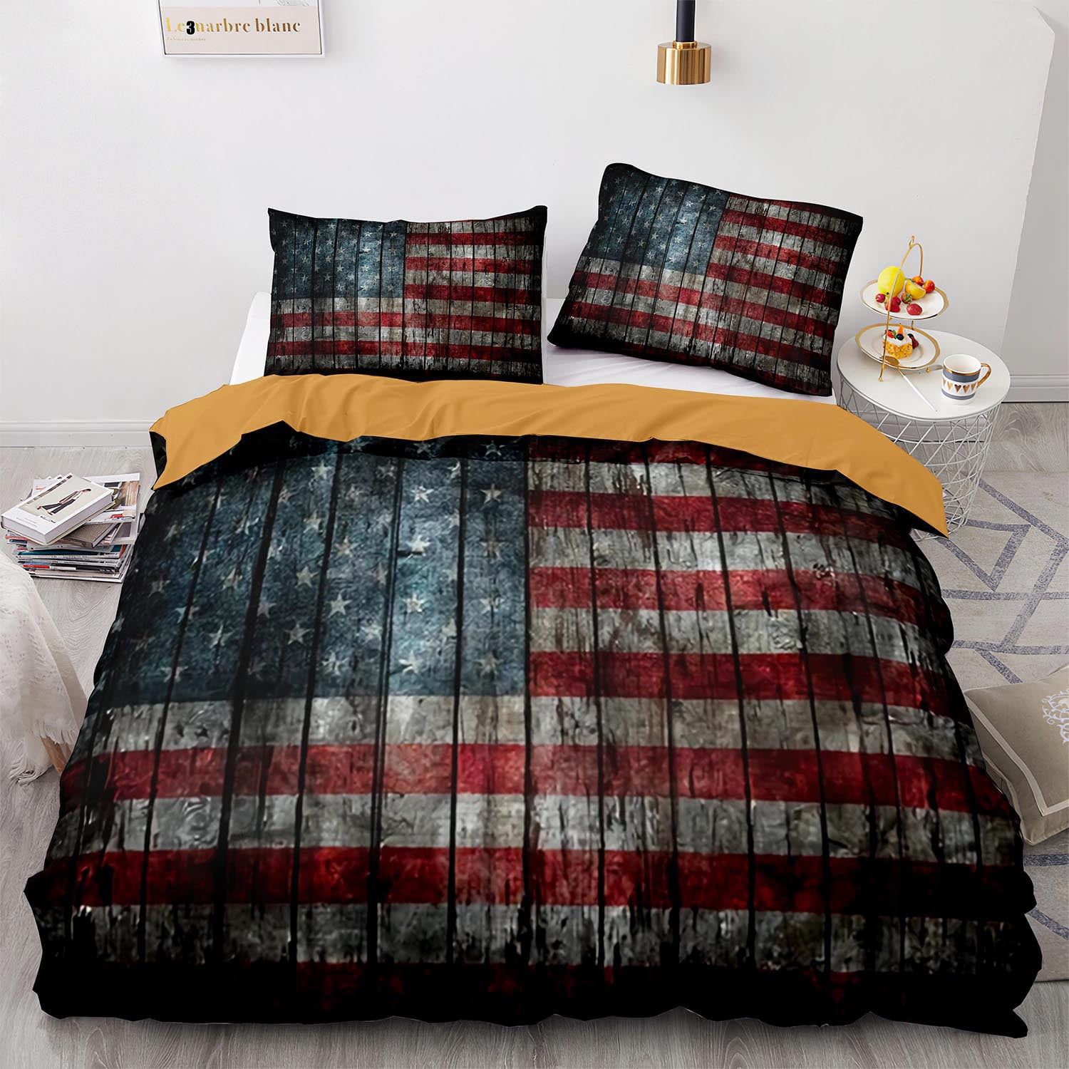 American Flag Print Bedding Sets, USA Patriotic Comforter Cover Stars ...