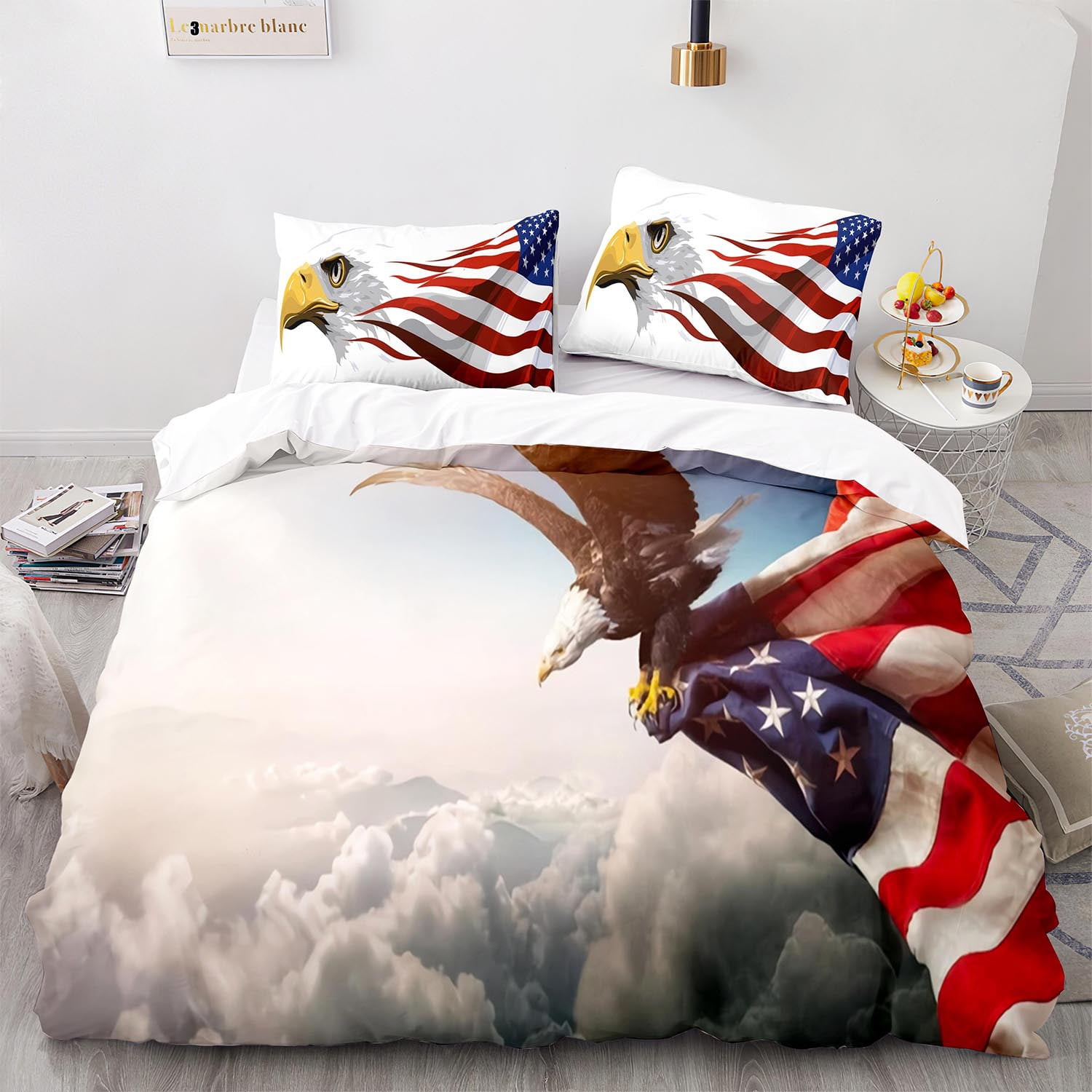 American Flag Print Bedding Sets, USA Patriotic Comforter Cover Stars ...