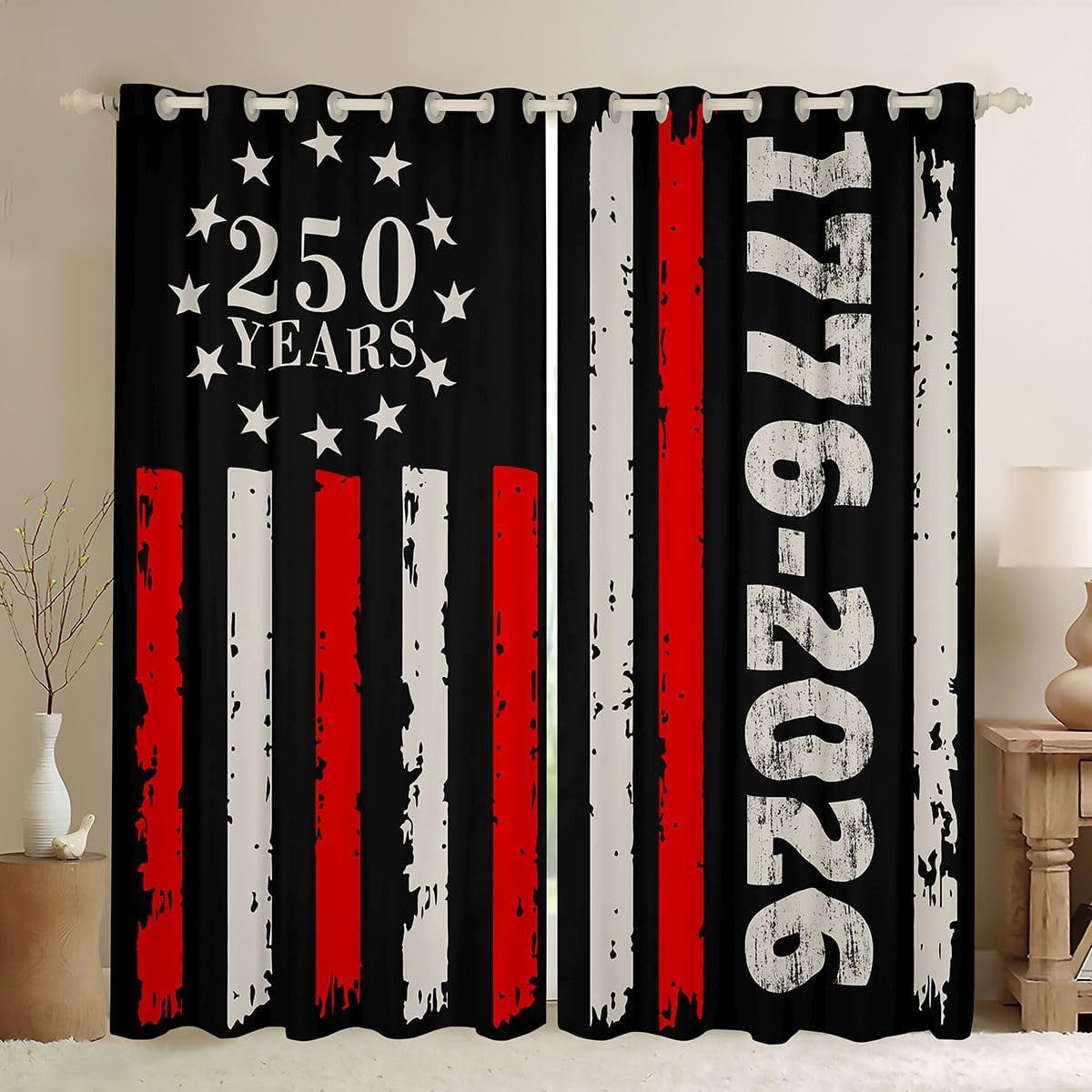 American Flag Print Curtains for Living Room Independence Day Blackout ...