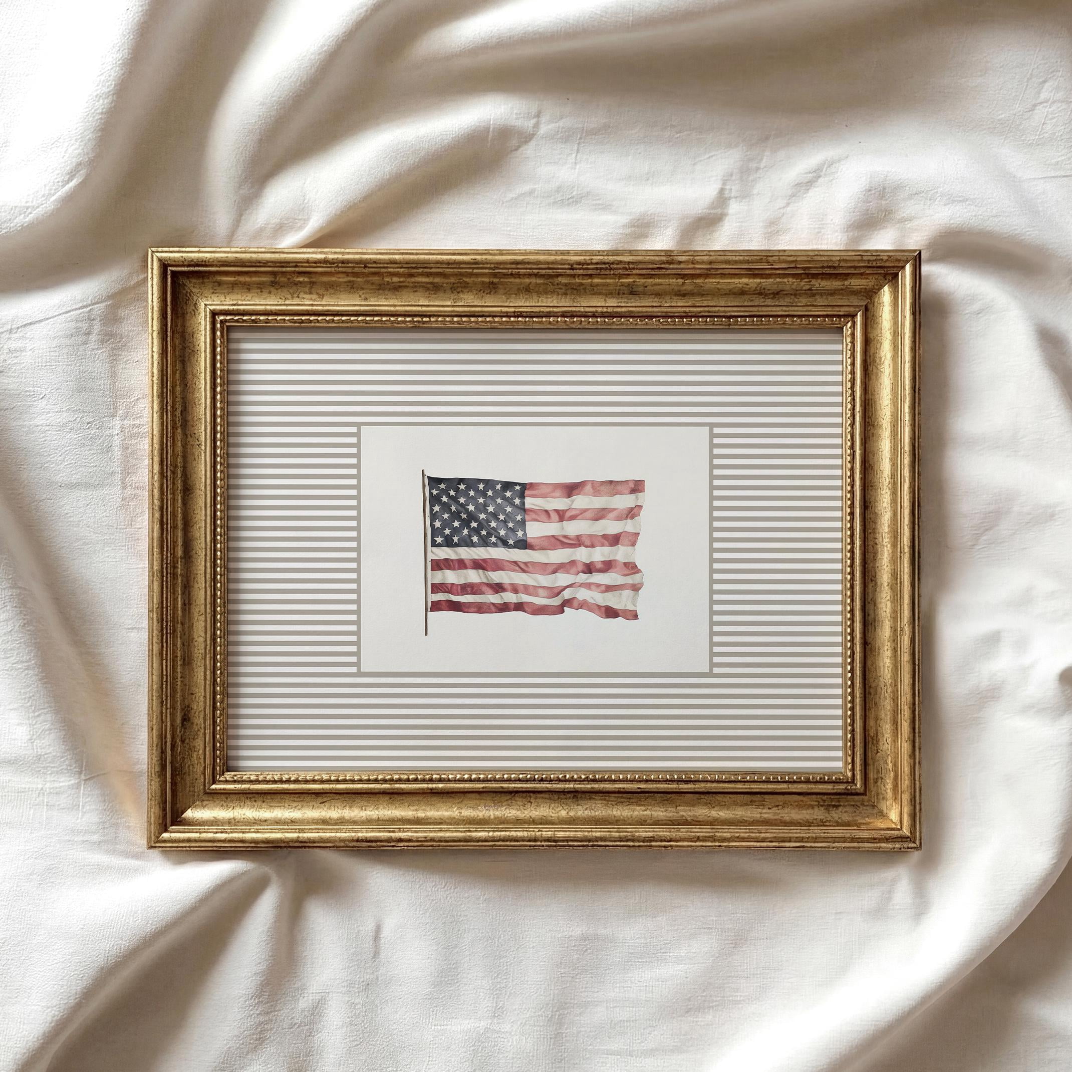 American Flag Print | Vintage Style Stripes | Fourth of July Unframed ...