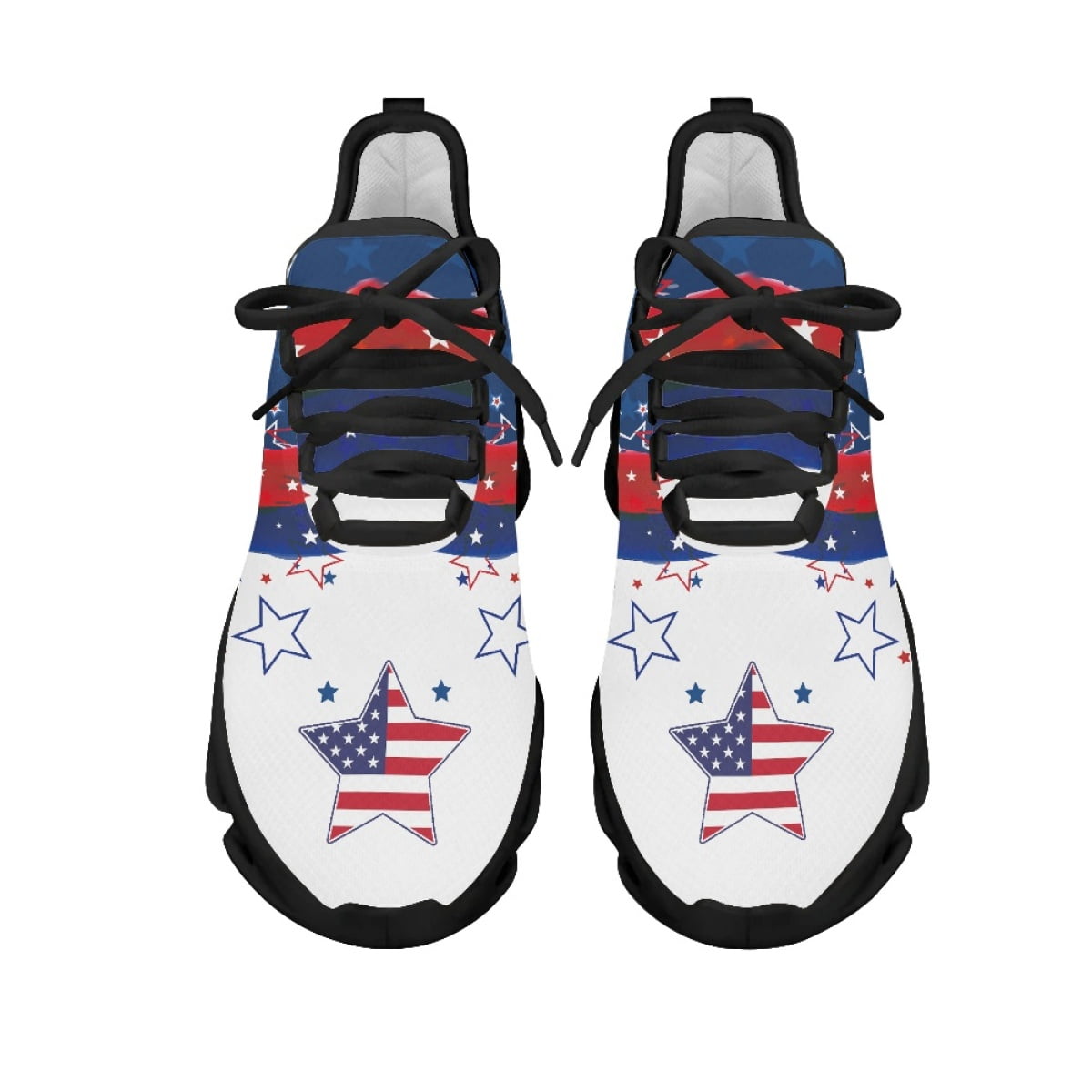 American Flag Print Women Summer Running Shoes Lightweight Lace Up Mesh ...