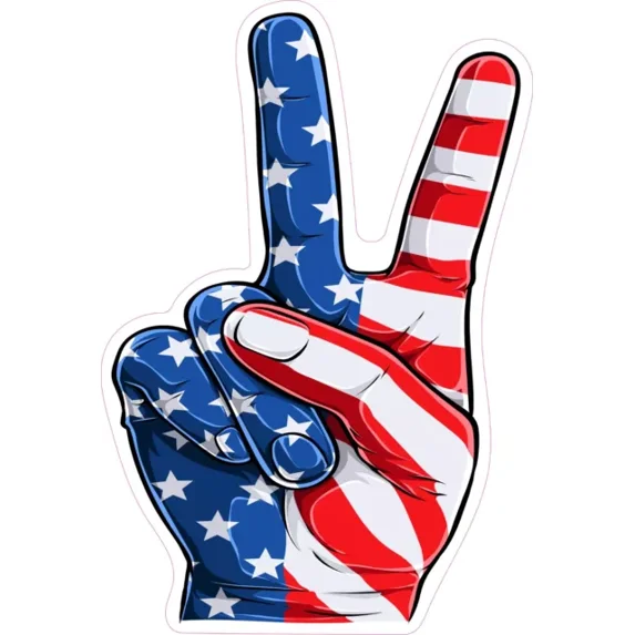 American Flag Printed Peace Hands Sticker Window Decal Phone Decal ...
