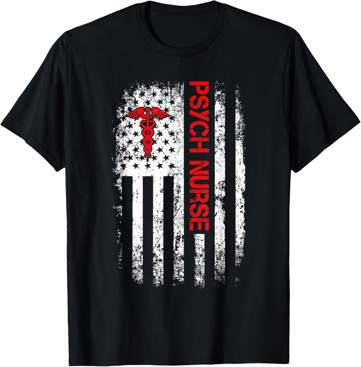 American Flag Psychiatric Nurse RN Mental Health Psych Nurse T-Shirt ...