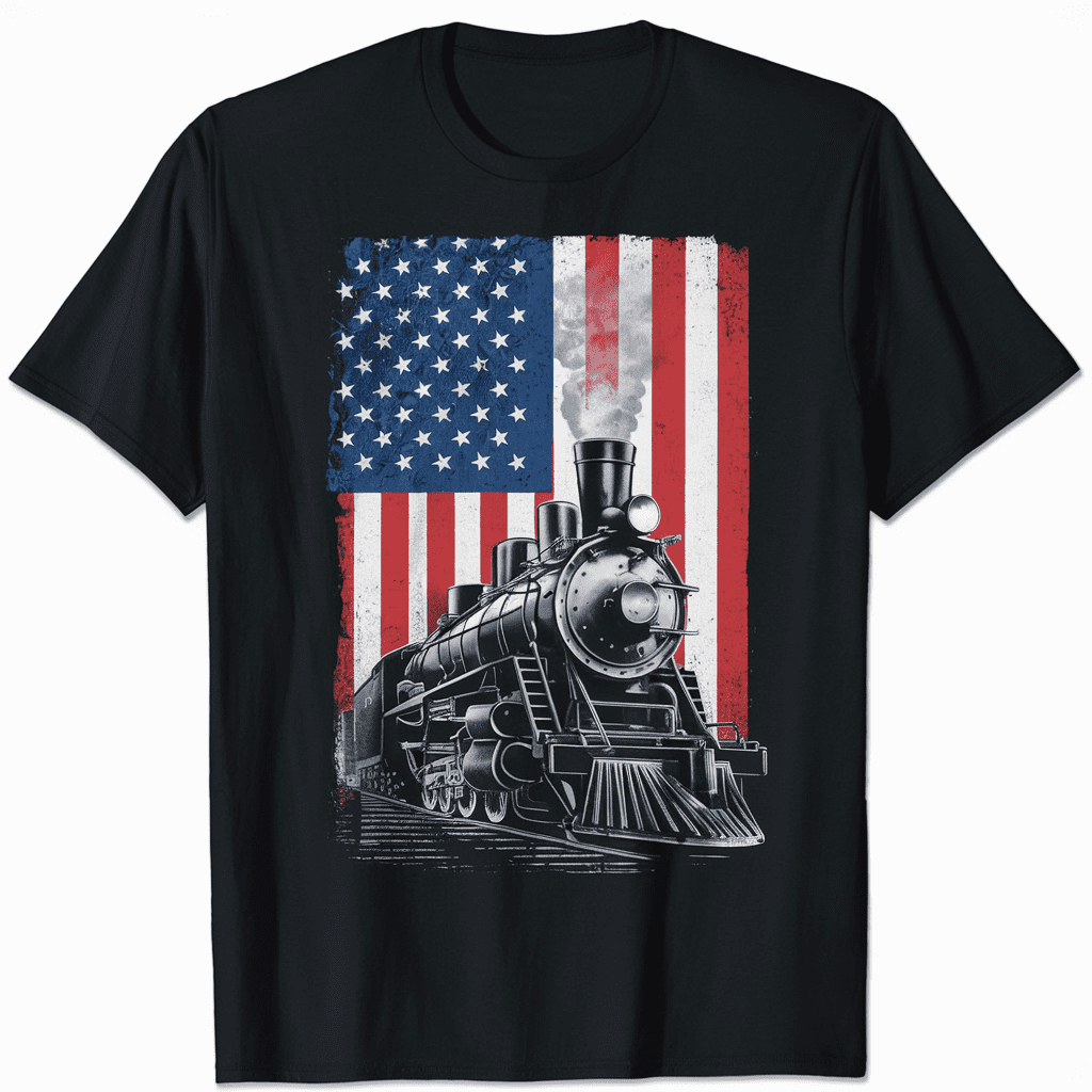 American Flag Railroad Train Conductor Model Railroad T-Shirt - Walmart.com