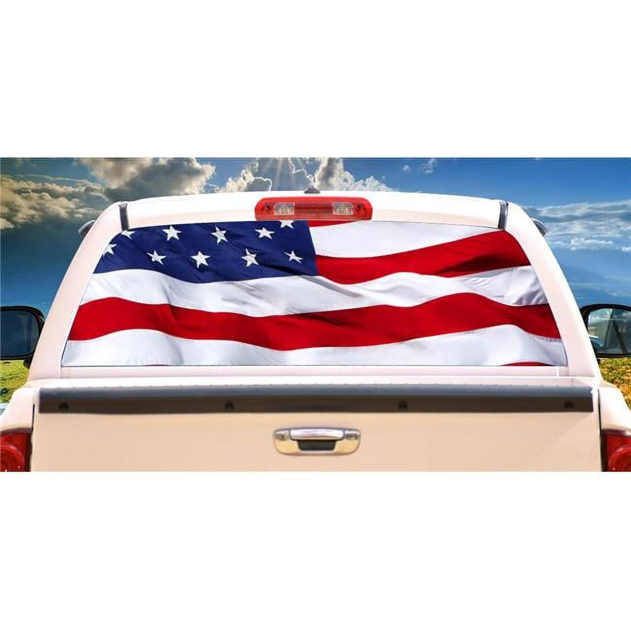 American Flag Rear Window Graphic Truck View Thru Vinyl Back Decal ...