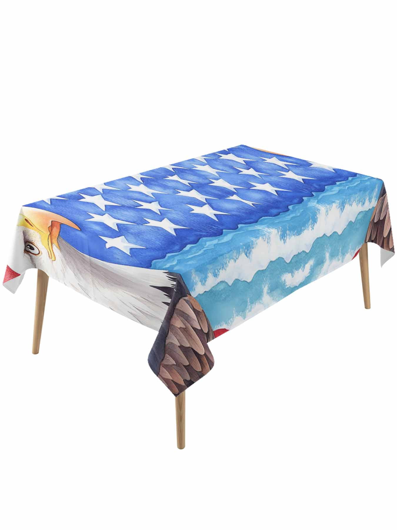 American Flag Rectangle Tablecloth, Country Eagle Independence Day Blue ...