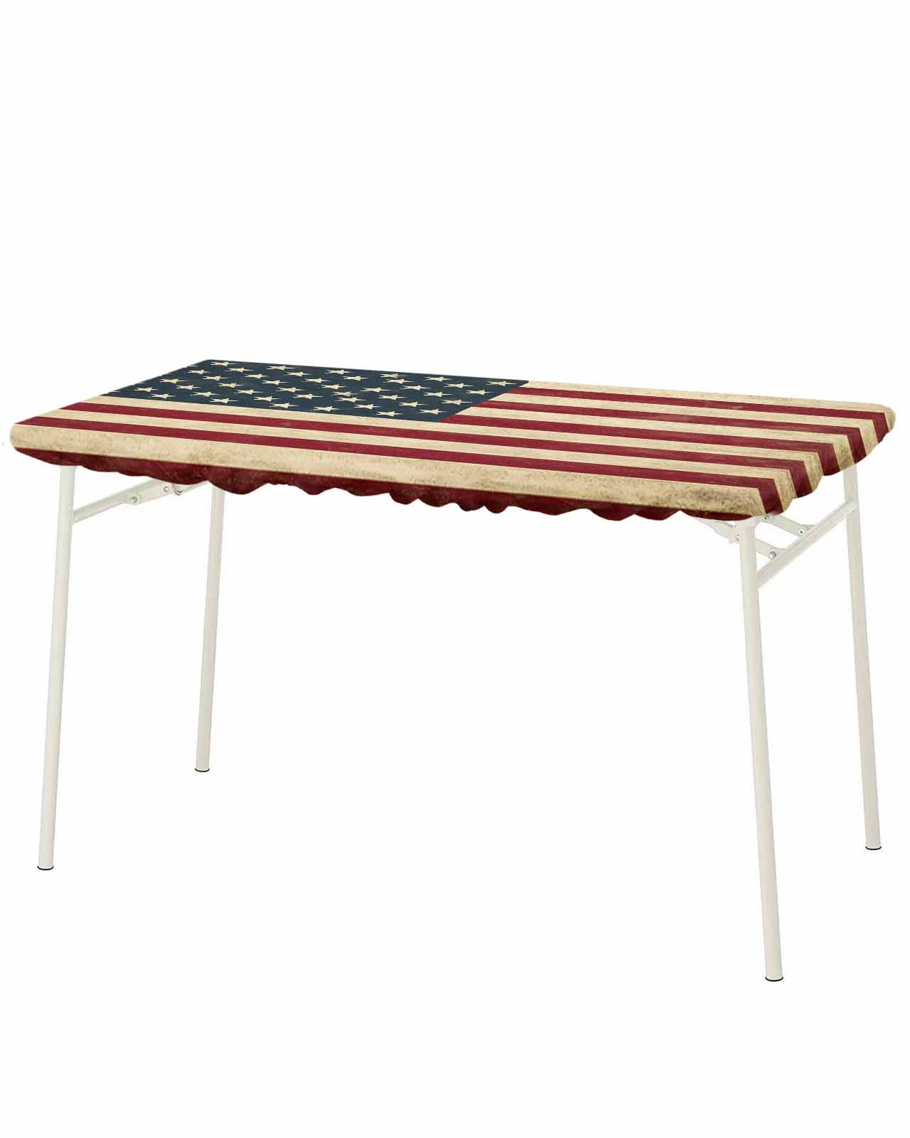 American Flag Rectangle Tablecloth, Waterproof Elastic Fitted Table ...