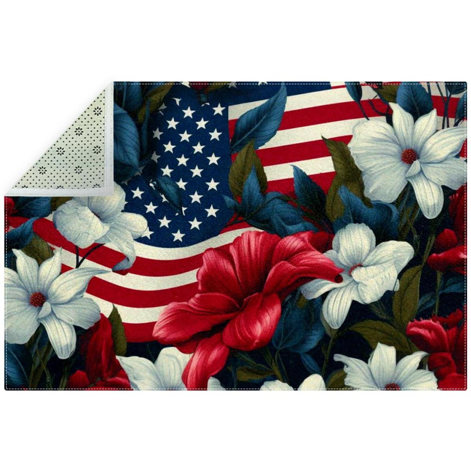 American Flag Rectangular Polyester Office Rug for Home and Commercial ...