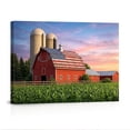 American Flag Red Barn Farmhouse With Cornfield Sunset Scenery For ...