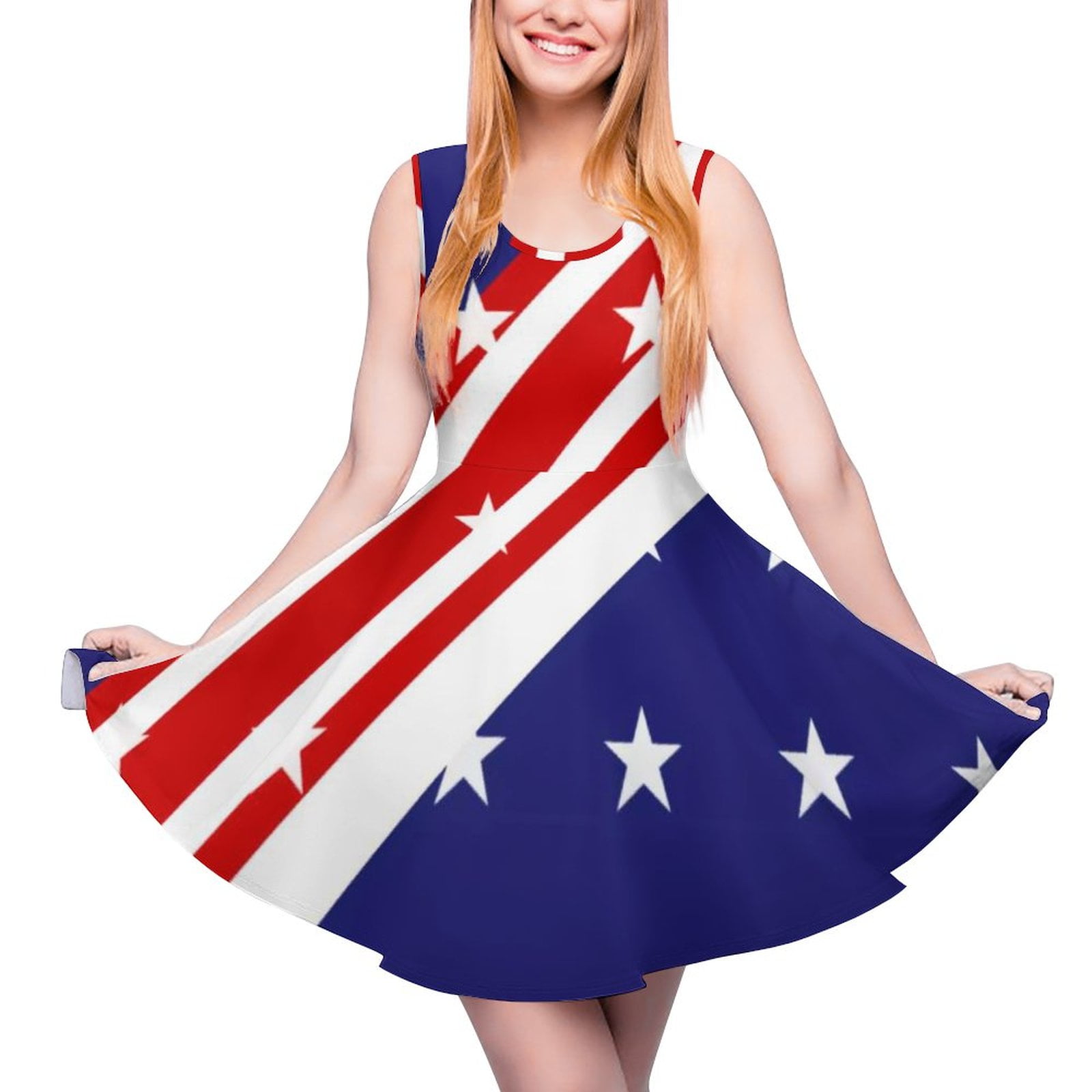 American Flag Red Blue Dress Stars N Stripes July 4th Modern Dresses ...