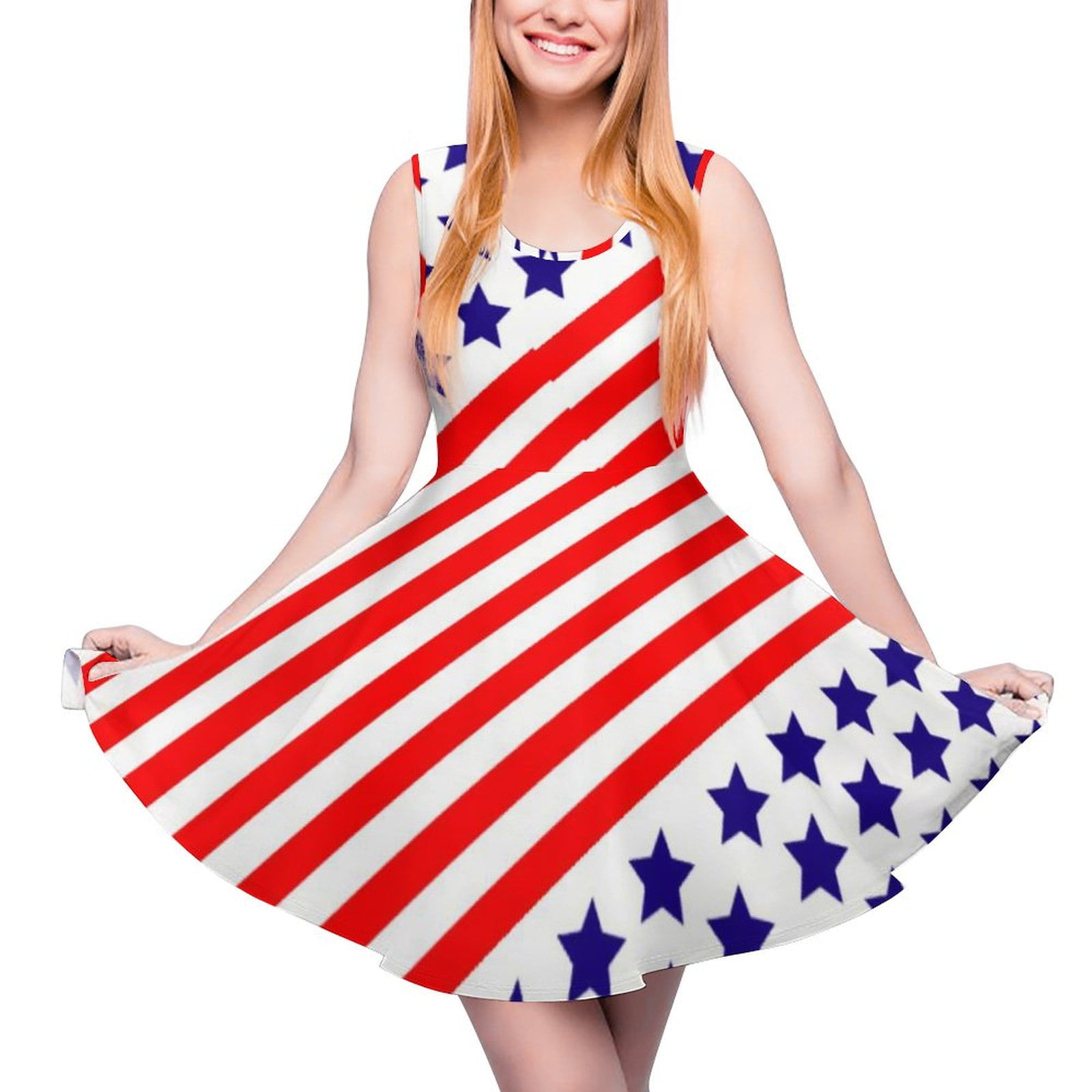 American Flag Red Blue Dress Stars N Stripes July 4th Modern Dresses ...