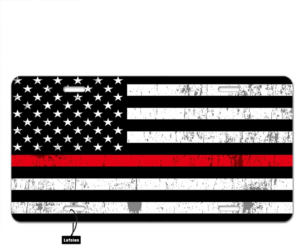 American Flag Red Line Front License Plate Covers Grunge Nation USA ...