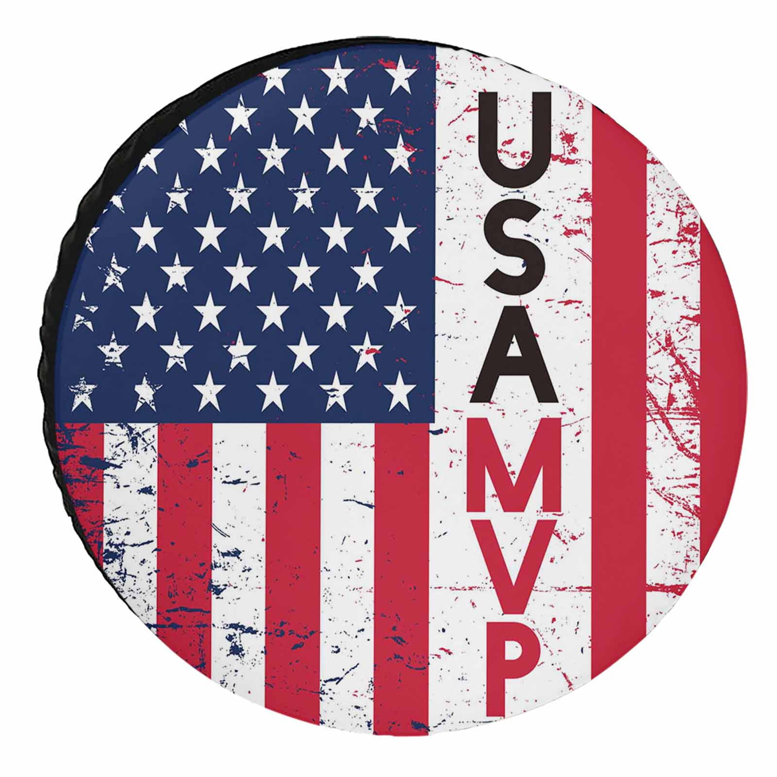 American Flag Red Stripes USA MVP Spare Tire Cover for RV Trailer ...
