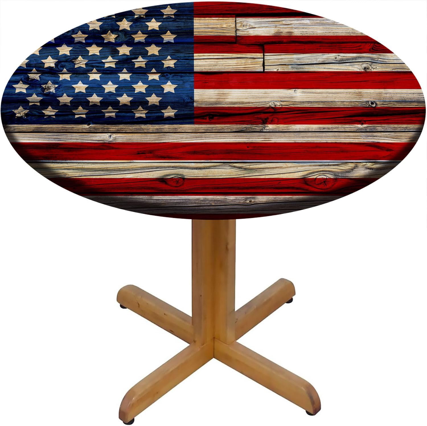 American Flag Round Fitted Table Cover, 4th of July Independence Day ...