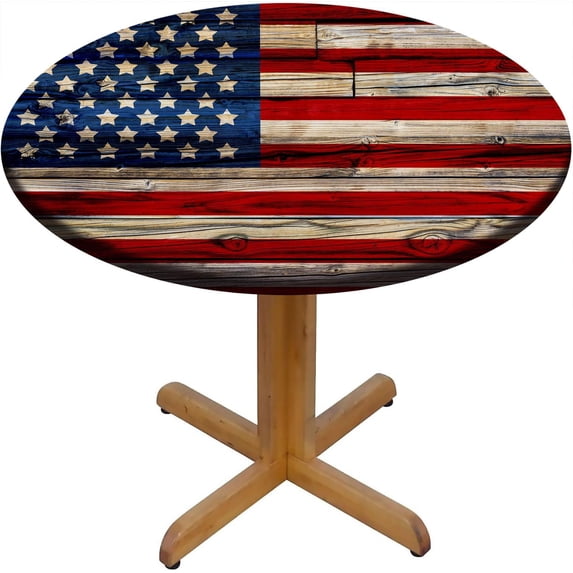American Flag Round Fitted Table Cover, 4th of July Independence Day ...