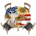 American Flag Round Fitted Tablecloth with Elastic Edged, Vintage ...