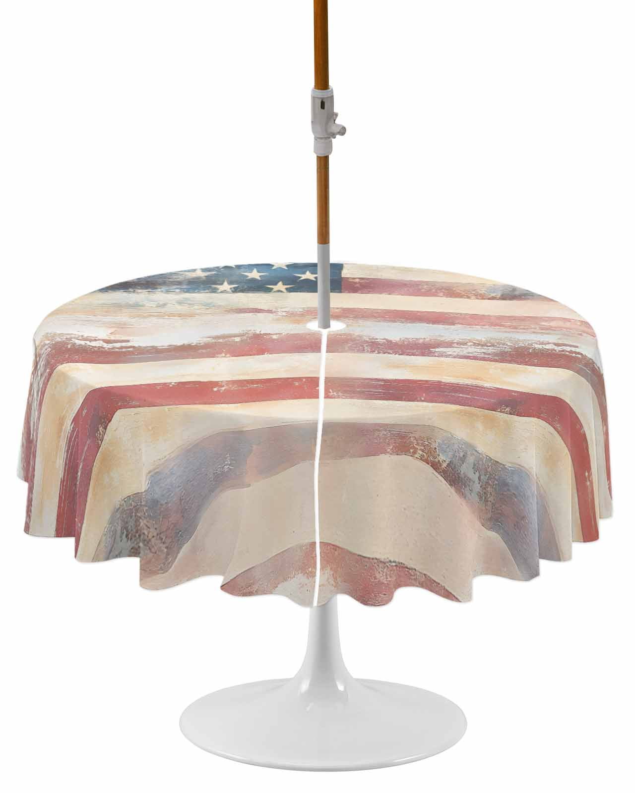 American Flag Round Outdoor Tablecloth, Waterproof Table Cloth Cover ...