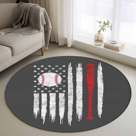 American Flag Round Rug 4ft Washable Circle Entryway Rugs Non Slip ...