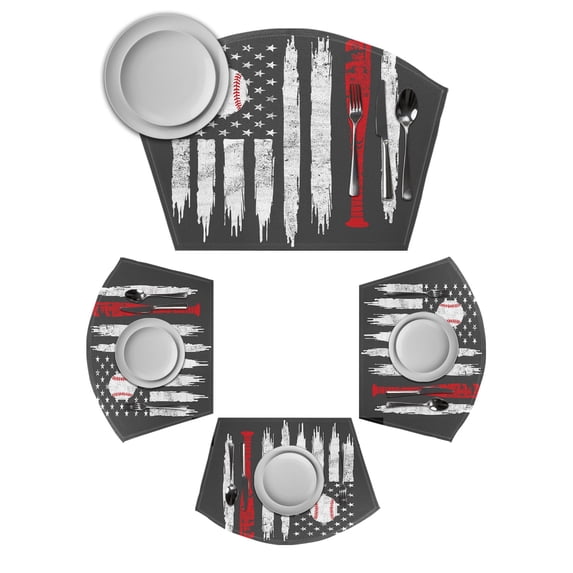 American Flag Round Table Placemats Set of 2 Wedge Placemats, Retro US ...