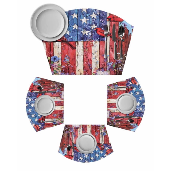 American Flag Round Table Placemats Set of 4 Wedge Placemats, Red Blue ...