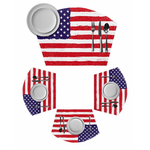 American Flag Round Table Placemats Set of 4 Wedge Placemats, Retro ...