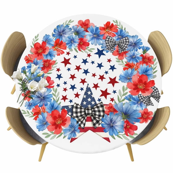 American Flag Round Tablecloth 36-44 Inch Round Fitted Table Cloth with ...