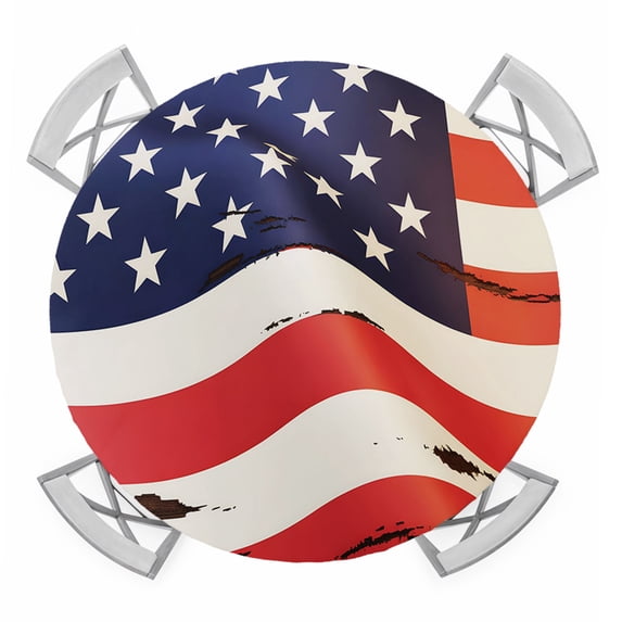 American Flag Round Tablecloth for 36-44 Inch Tables, Fitted Table ...