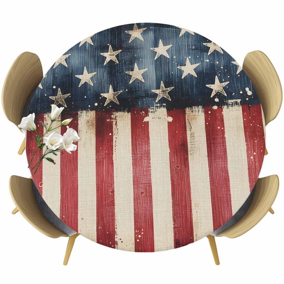 American Flag Round Tablecloth 45-54 Inch Round Fitted Table Cloth with ...