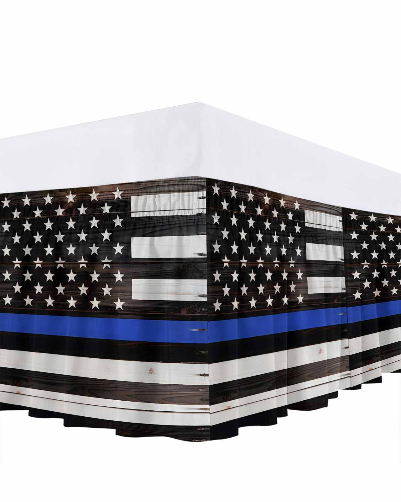 American Flag Ruffle Bed Skirt California King Size Blue Line Star ...