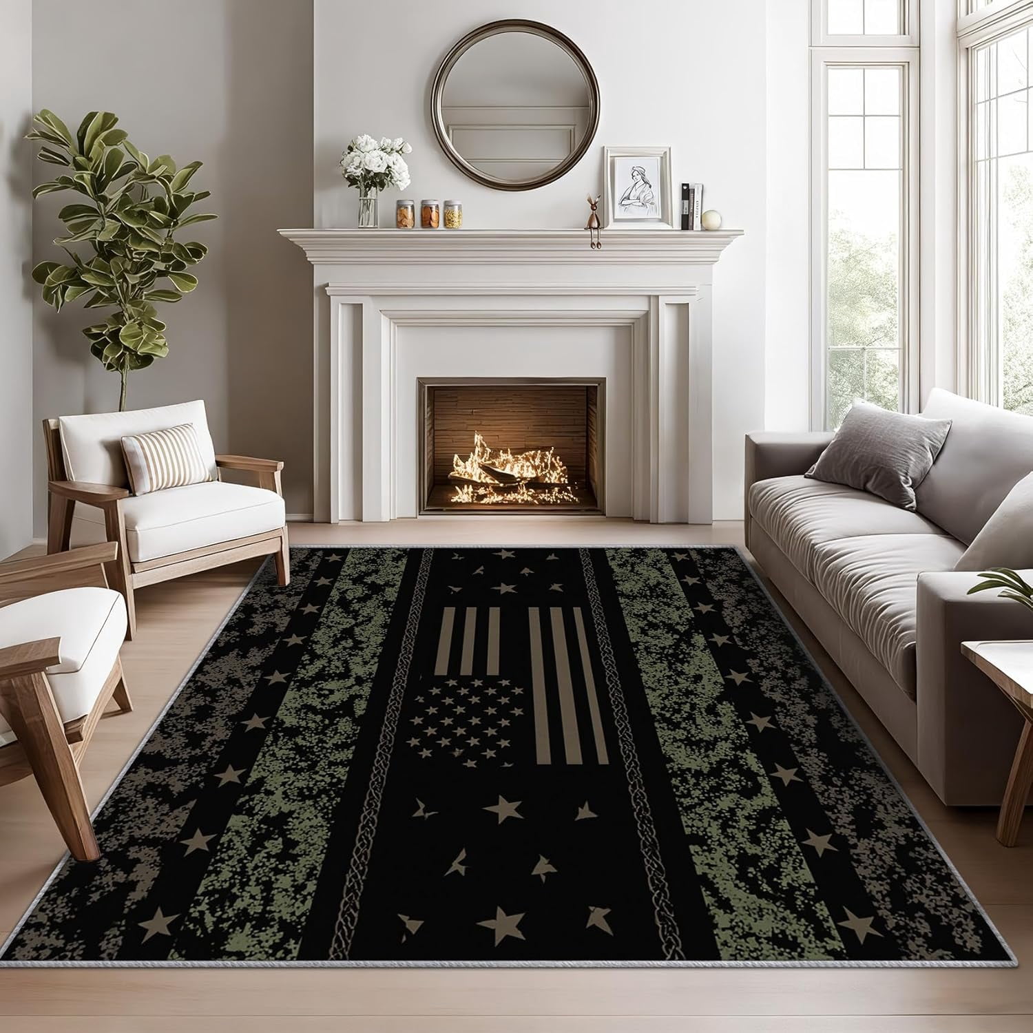 American Flag Rugs for Living Room - 2x3 ft, Camouflage Rug, Patriotic ...