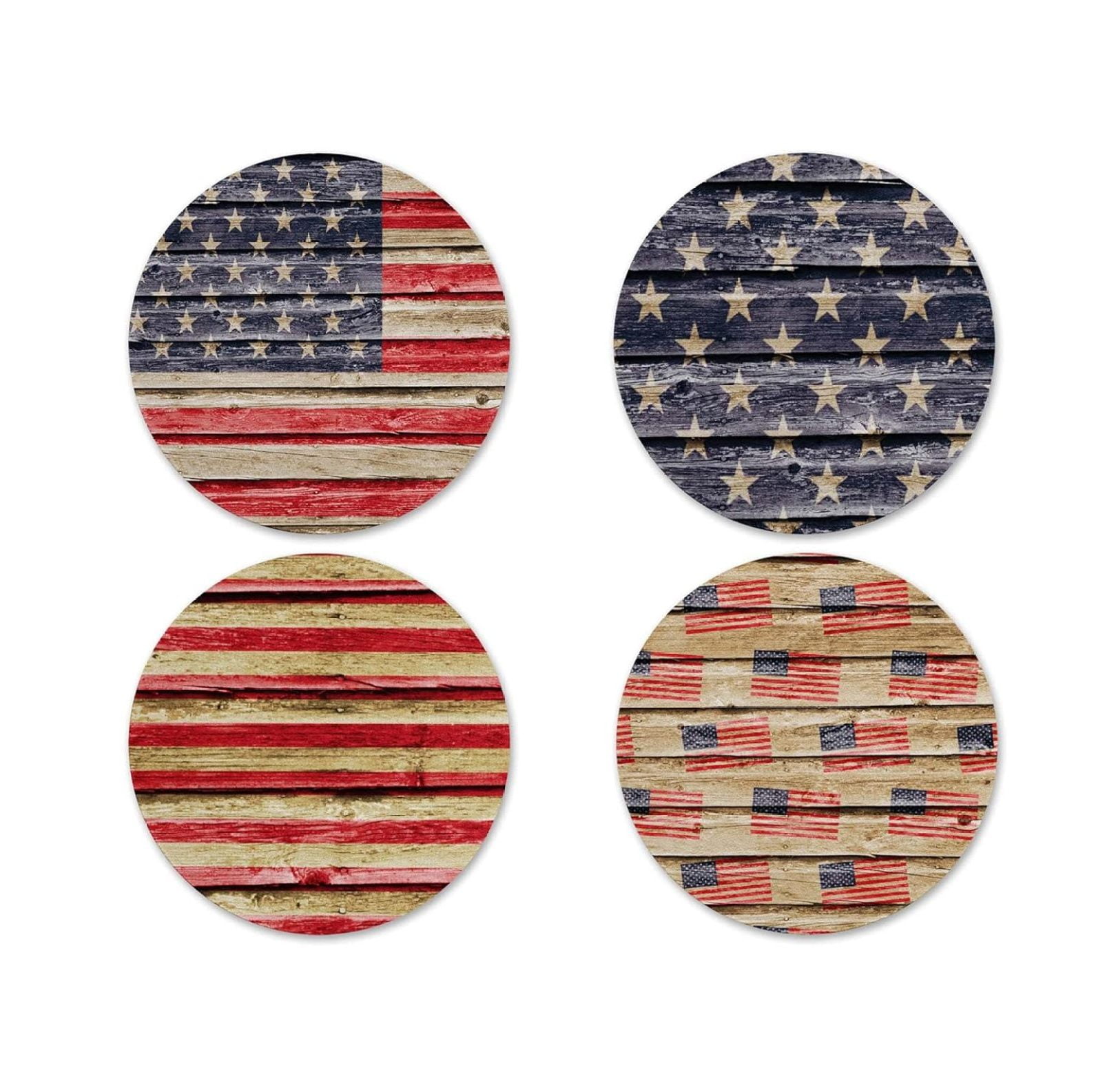 American Flag Rustic Faux Barnwood Coasters () - Walmart.com