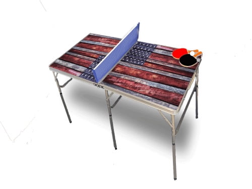 American Flag Rustic Portable Table Tennis Ping Pong Folding Table w ...