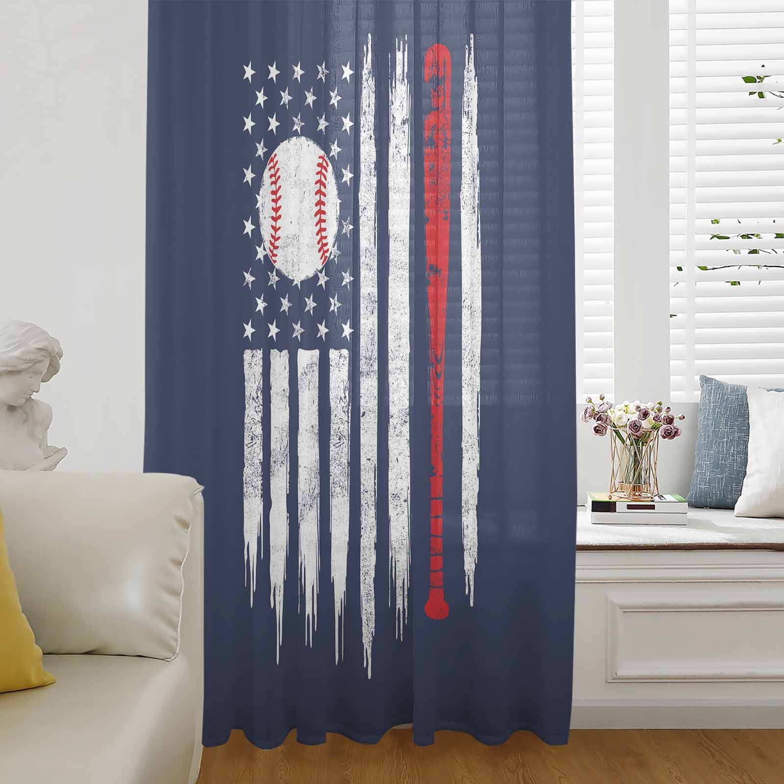 American Flag Semi Sheer Curtains Drapes for Living Room, Bedroom ...