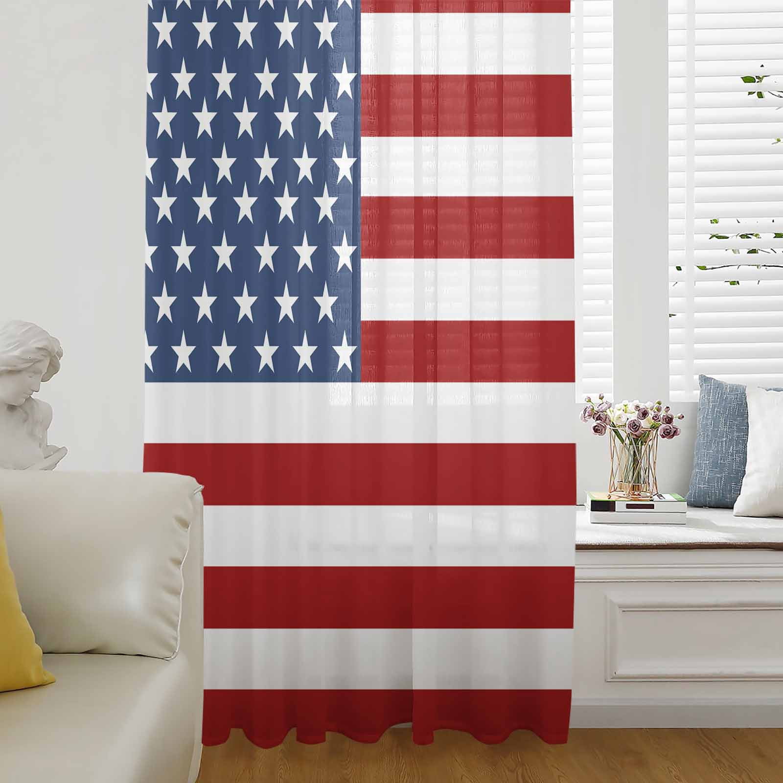 American Flag Semi Sheer Curtains Drapes for Living Room, Bedroom ...