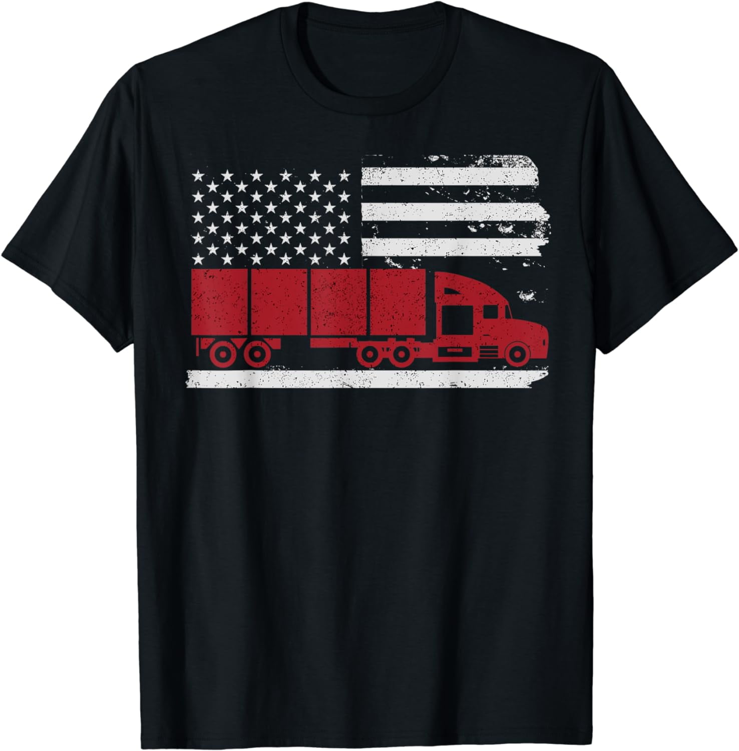 American Flag Semi Truck Driver 18 Wheeler Patriotic Trucker T-Shirt ...