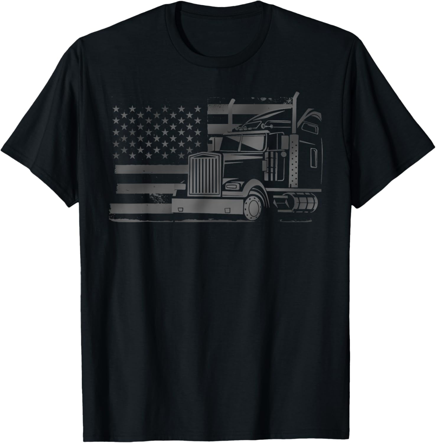 American Flag Semi Truck Driver 18 Wheeler Patriotic Trucker T-Shirt ...