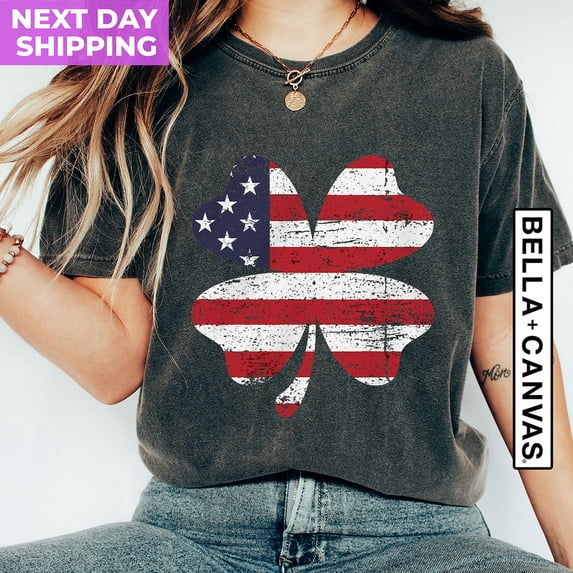 American Flag Shamrock, Four Leaf Clover Shirt, Shamrock Shirt, Clover ...
